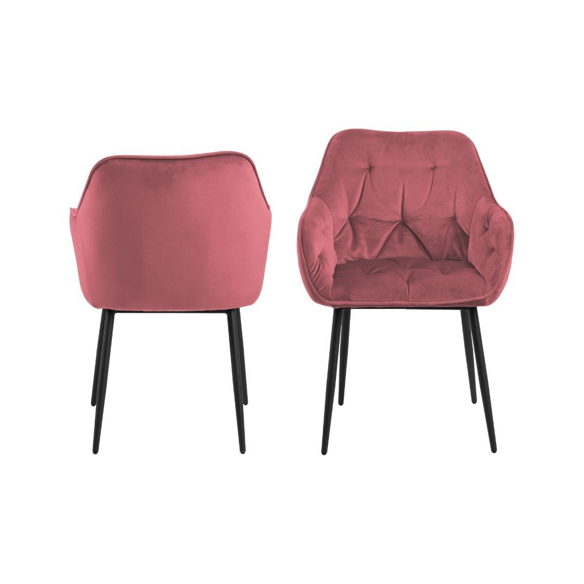 Scaun dining/ living, roz coral, textil si otel, 58 x 55 x 83 cm ...