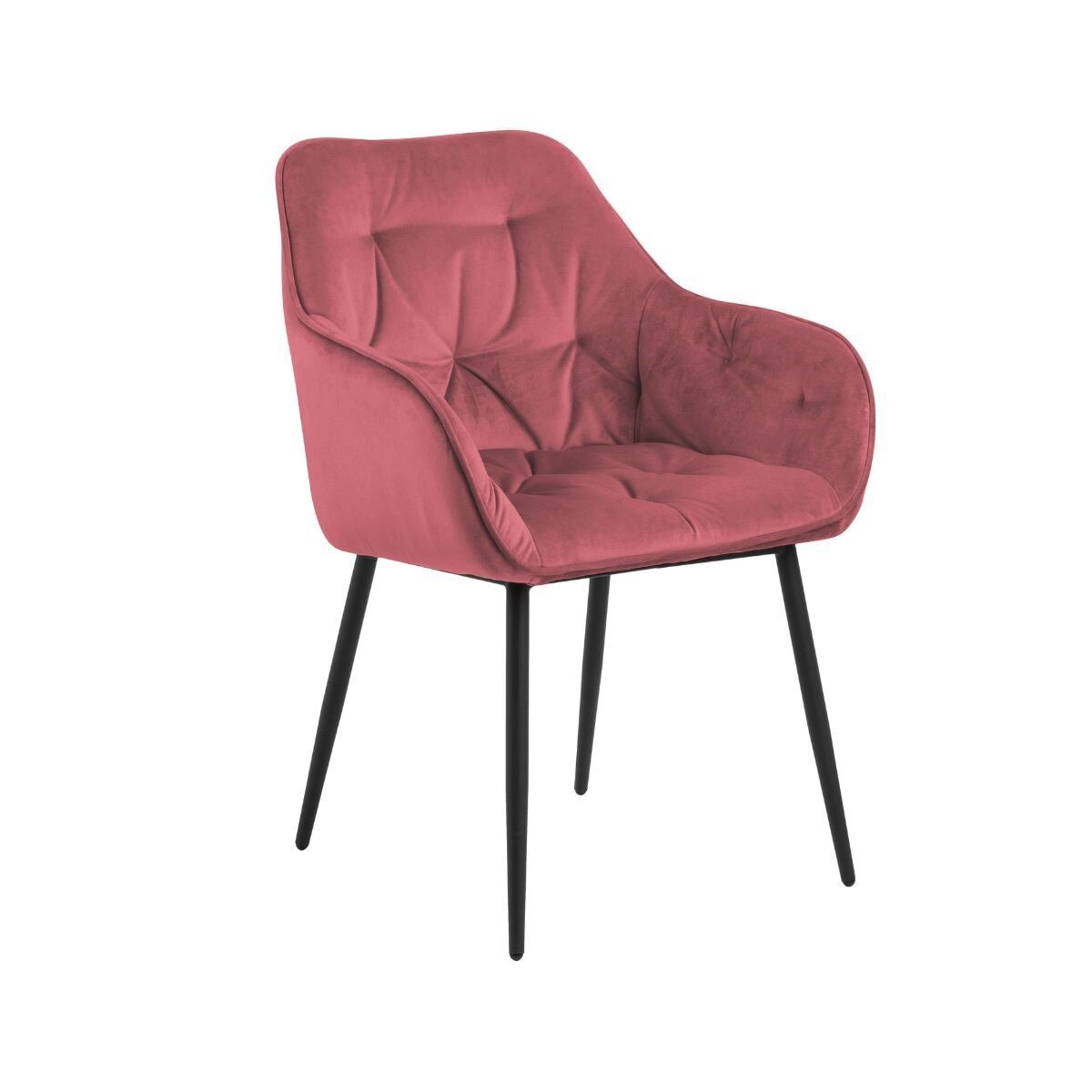 Scaun dining/ living, roz coral, textil si otel, 58 x 55 x 83 cm ...