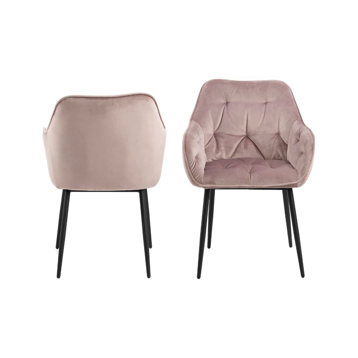 Scaun dining/ bucatarie, roz pal, textil si otel, 58 x 55 x 83 cm ...