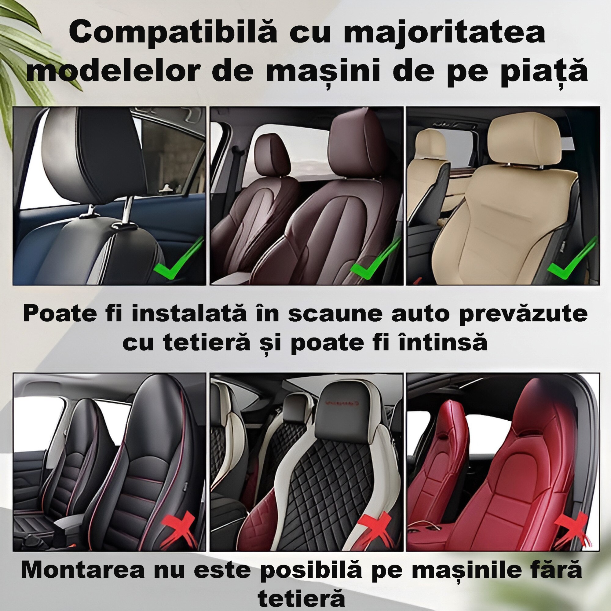 Suport ergonomic din piele naturala, tip tetiera auto, ZEQAS, pentru ...