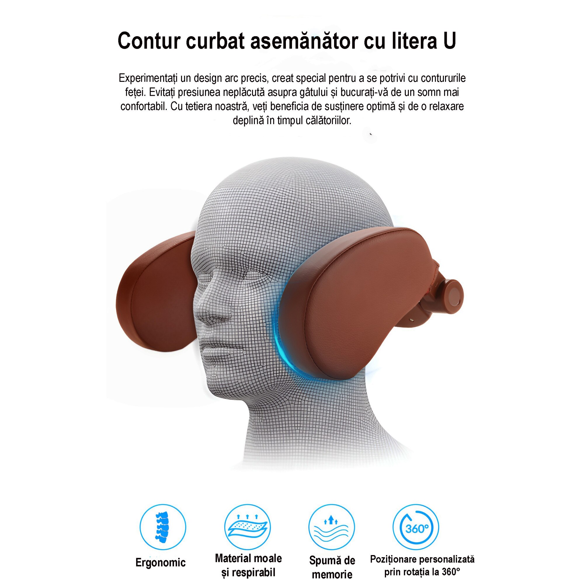 Suport ergonomic din piele ecologica, tip tetiera auto, ZEQAS, pentru ...