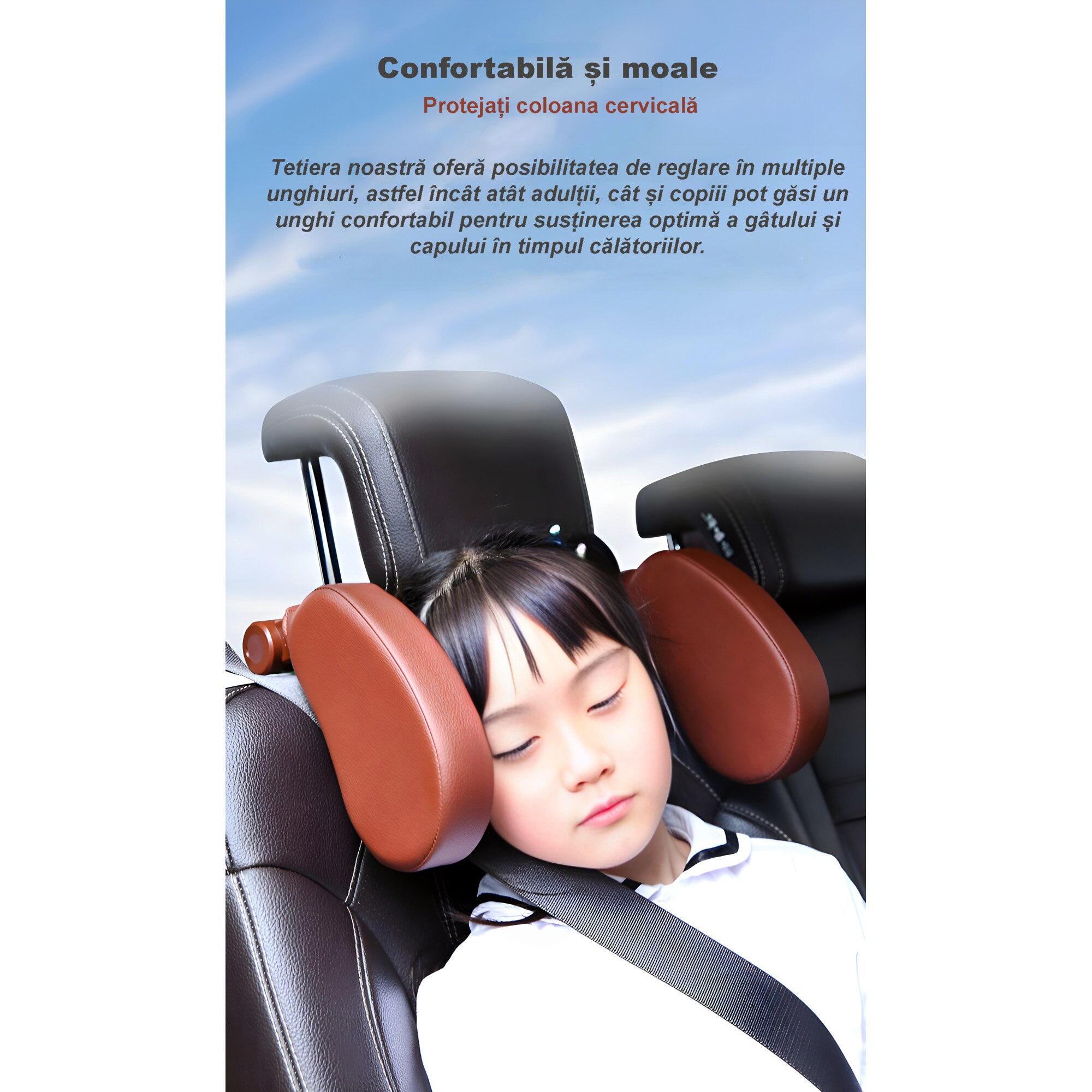 Suport ergonomic din piele naturala, tip tetiera auto, ZEQAS, pentru ...