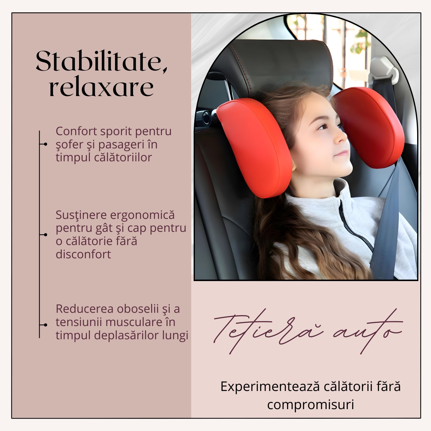 Suport ergonomic din piele ecologica, tip tetiera auto, ZEQAS, pentru ...