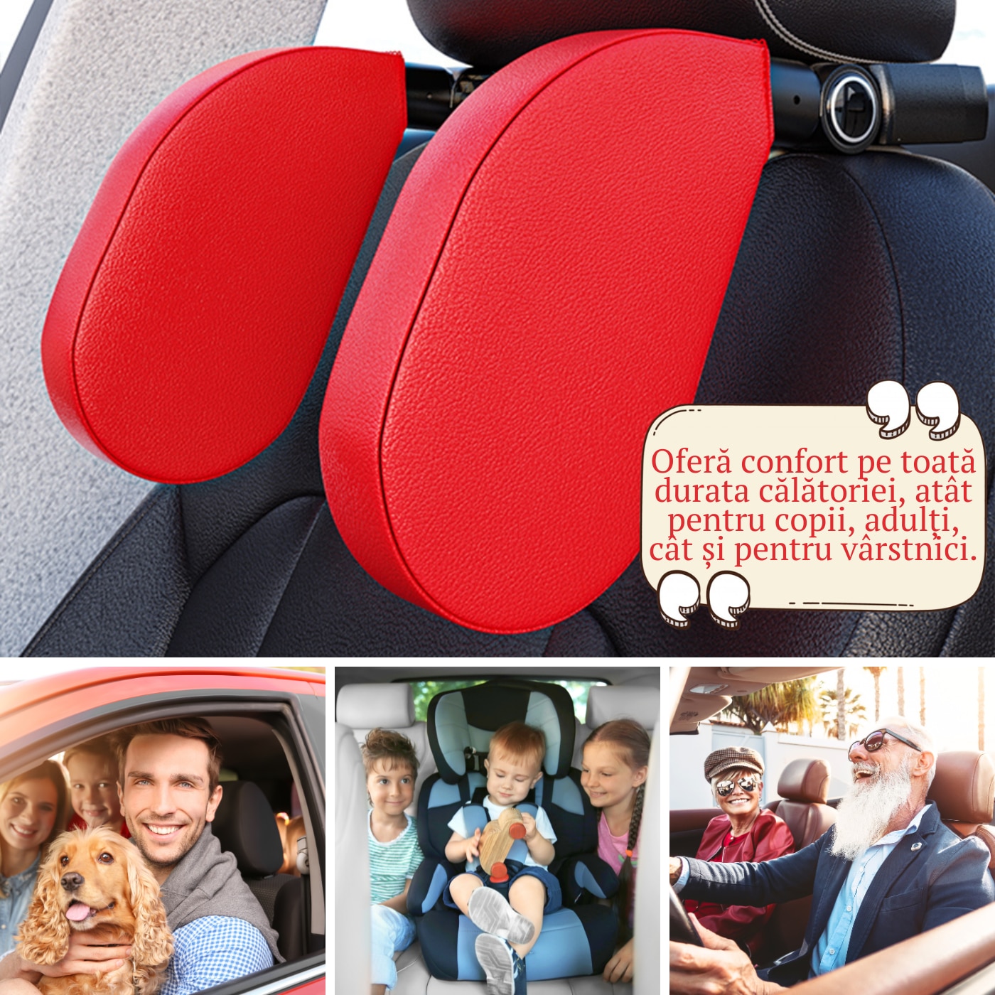 Suport ergonomic din piele ecologica, tip tetiera auto, ZEQAS, pentru ...