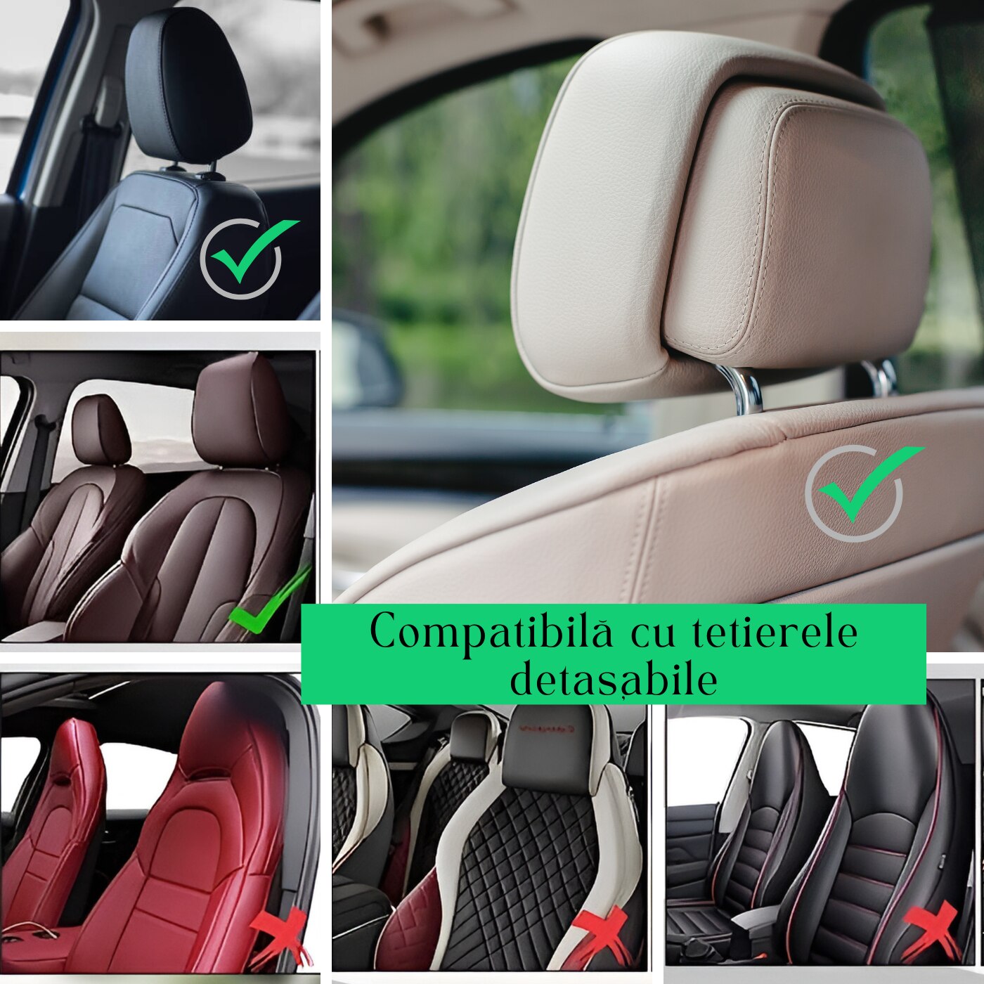 Suport ergonomic din piele ecologica, tip tetiera auto, ZEQAS, pentru ...