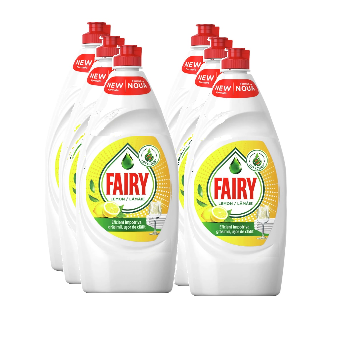 Set 6 x Detergent de vase Fairy Lemon, extra putere de curatare, 400 ml ...
