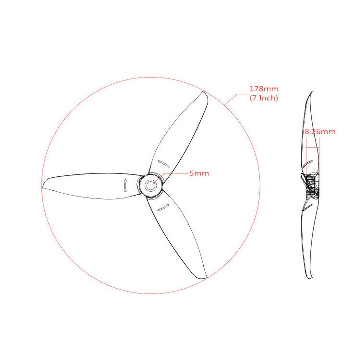 Elice 7 Inch 7040 cu 3 lame, 8 CW pentru drona RC FPV Racing Quadcopter ...