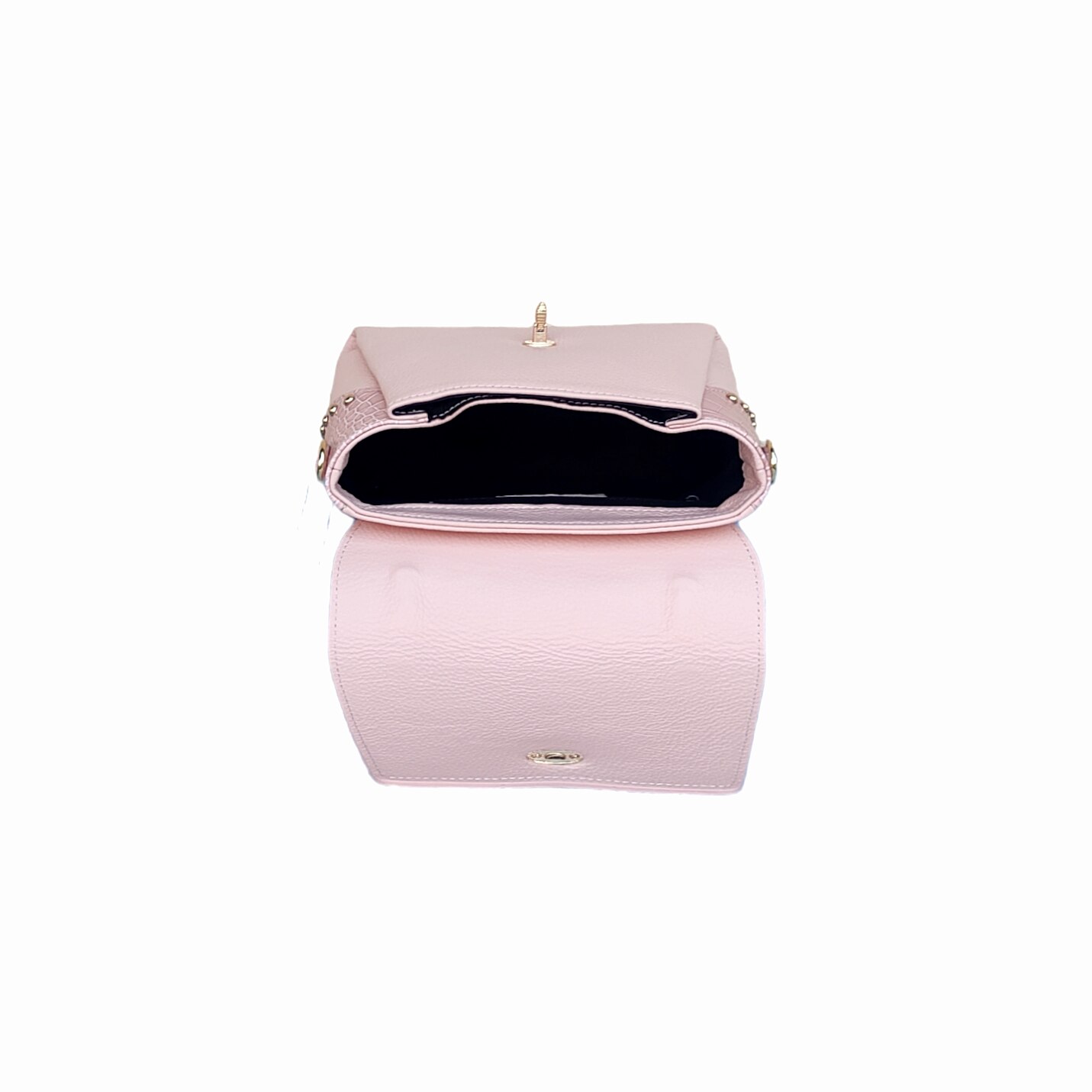 Geanta Donna, piele naturala box si croco, roz pudra - eMAG.ro