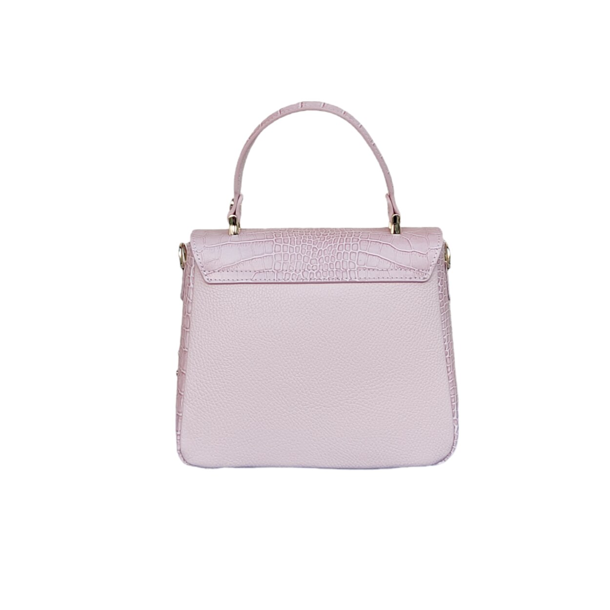 Geanta Donna, piele naturala box si croco, roz pudra - eMAG.ro