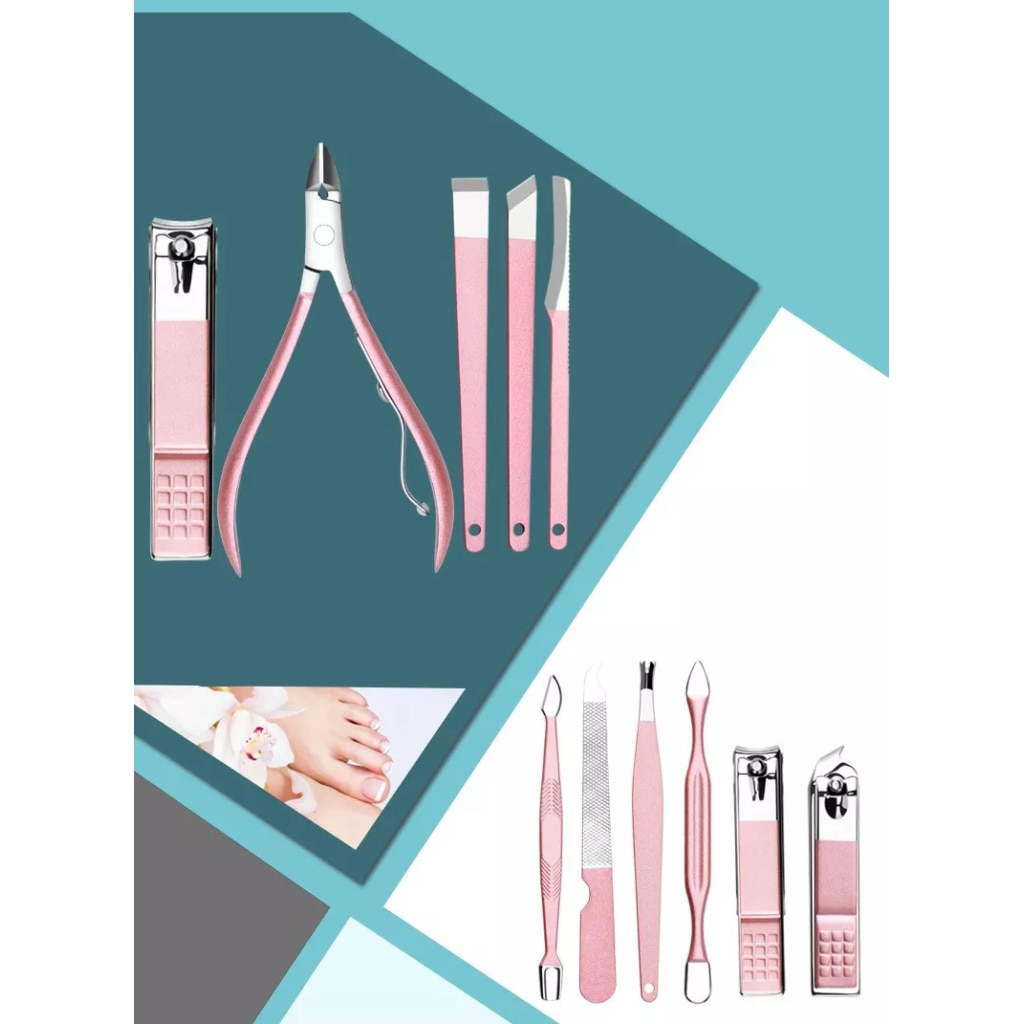 Set Manichiura si Pedichiura din Otel Inoxidabil 18 piese Rose Gold - eMAG.ro