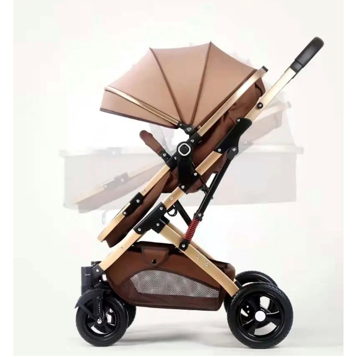 Carucior Lux pentru Bebelusi, 3 in 1, Pliabil, Usor, Suspensie pe roata ...