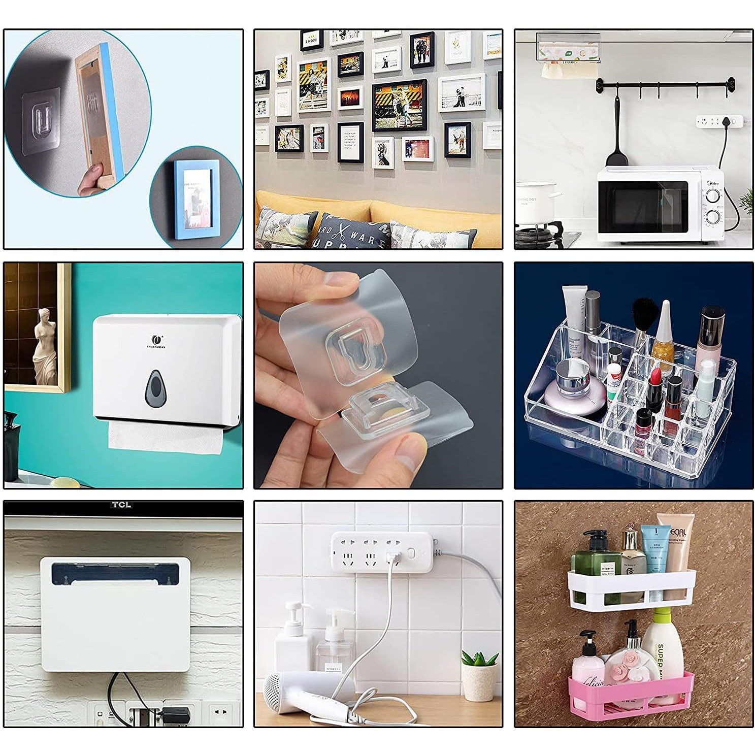 Set 9 suporturi duble de fixare cu adeziv acrilic, awwaline ...