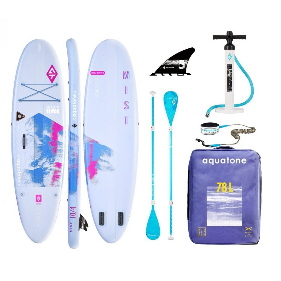 Set gonflabil Paddle Board, AQUATONE, Multicolor - eMAG.ro