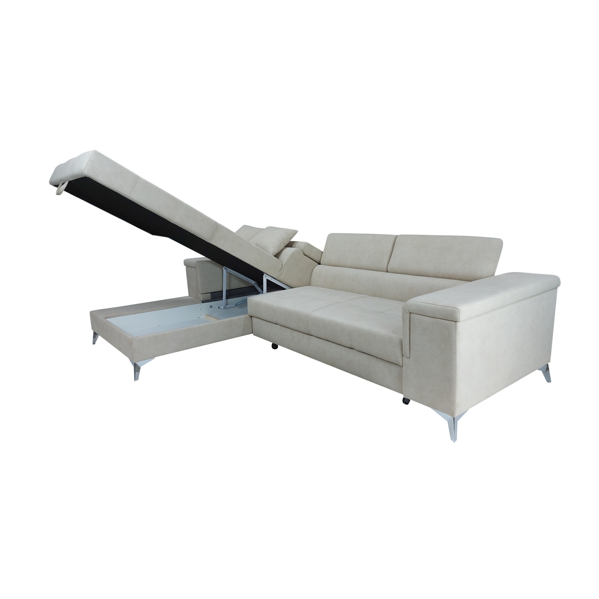 Coltar extensibil cu lada Sofastil, Raul, colt stanga, bej, 271x182 cm ...