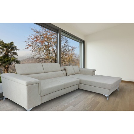 Coltar extensibil cu lada Sofastil, Raul, colt dreapta, bej, 271x182 cm ...