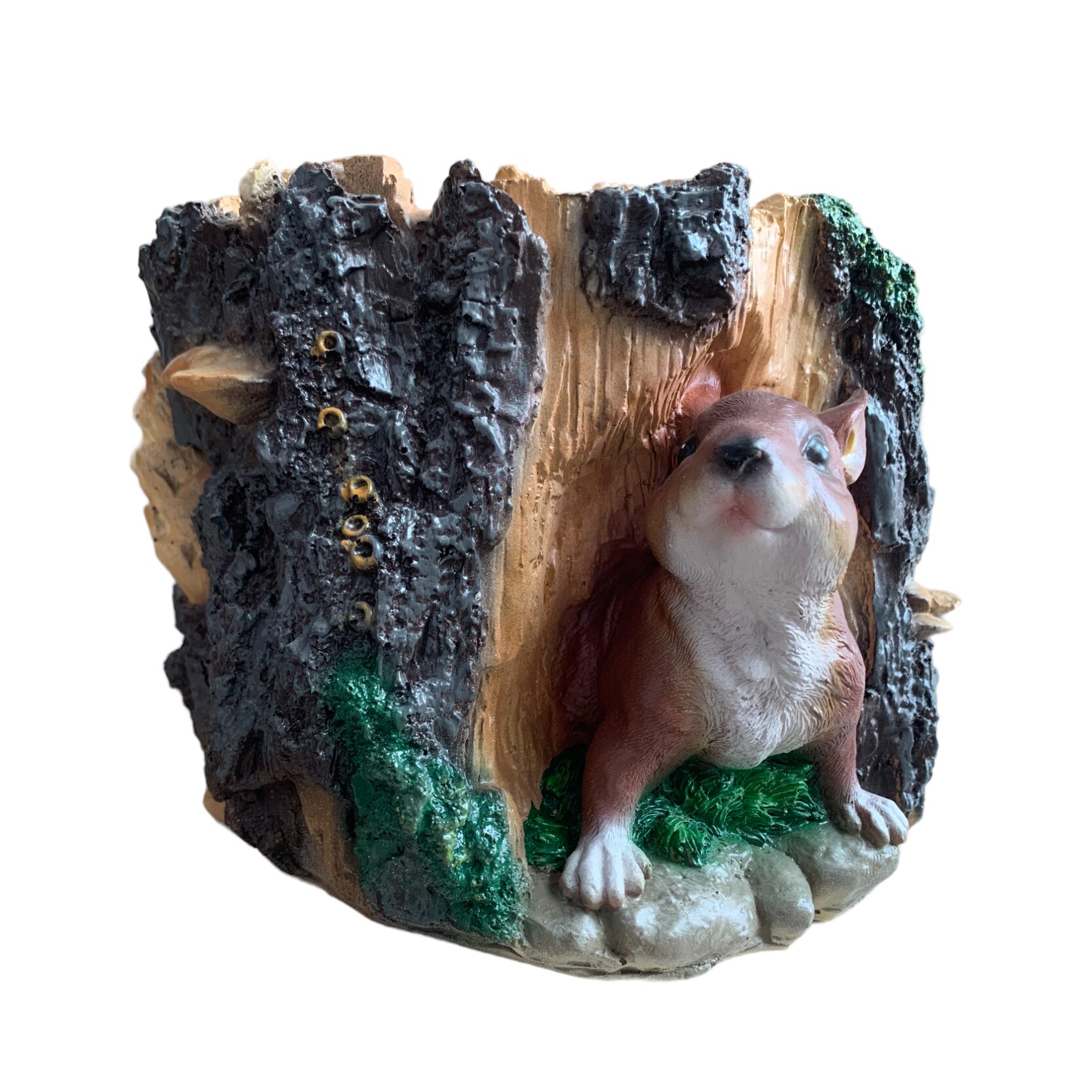 Figurina de gradina, Ghiveci cu veverita, polystone, 24 cm - eMAG.ro