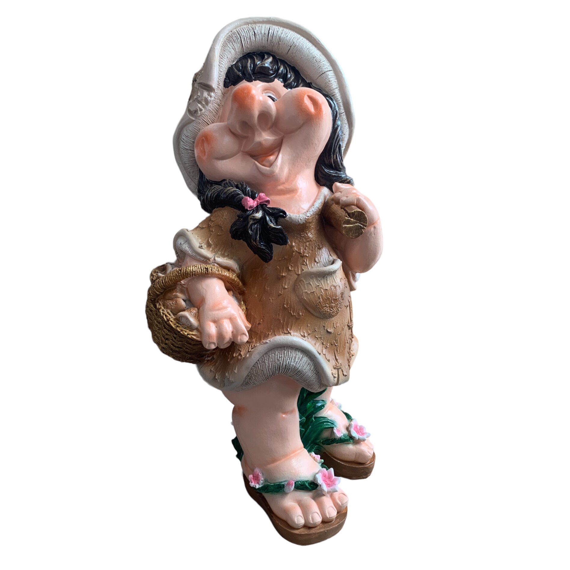 Figurina de gradina, Fetita cu cos, polystone, pictata manual, inaltime ...