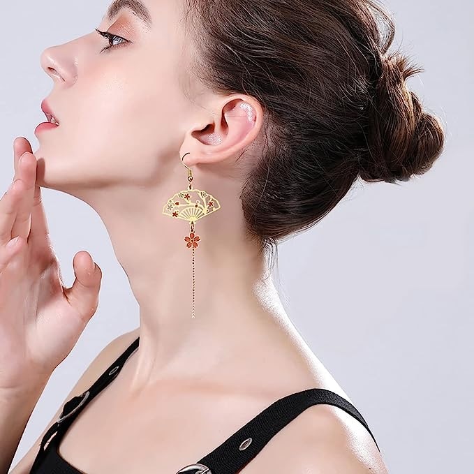 Cercei evantai asimetrici, Aliaj, Multicolor - eMAG.ro