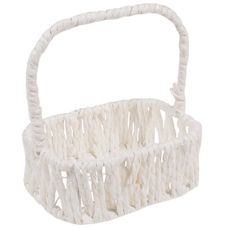 Cosulet impletit, cos decorativ cu toarta din sarma cu hartie impletita, Accentra, 11 x 8 x 13 ...