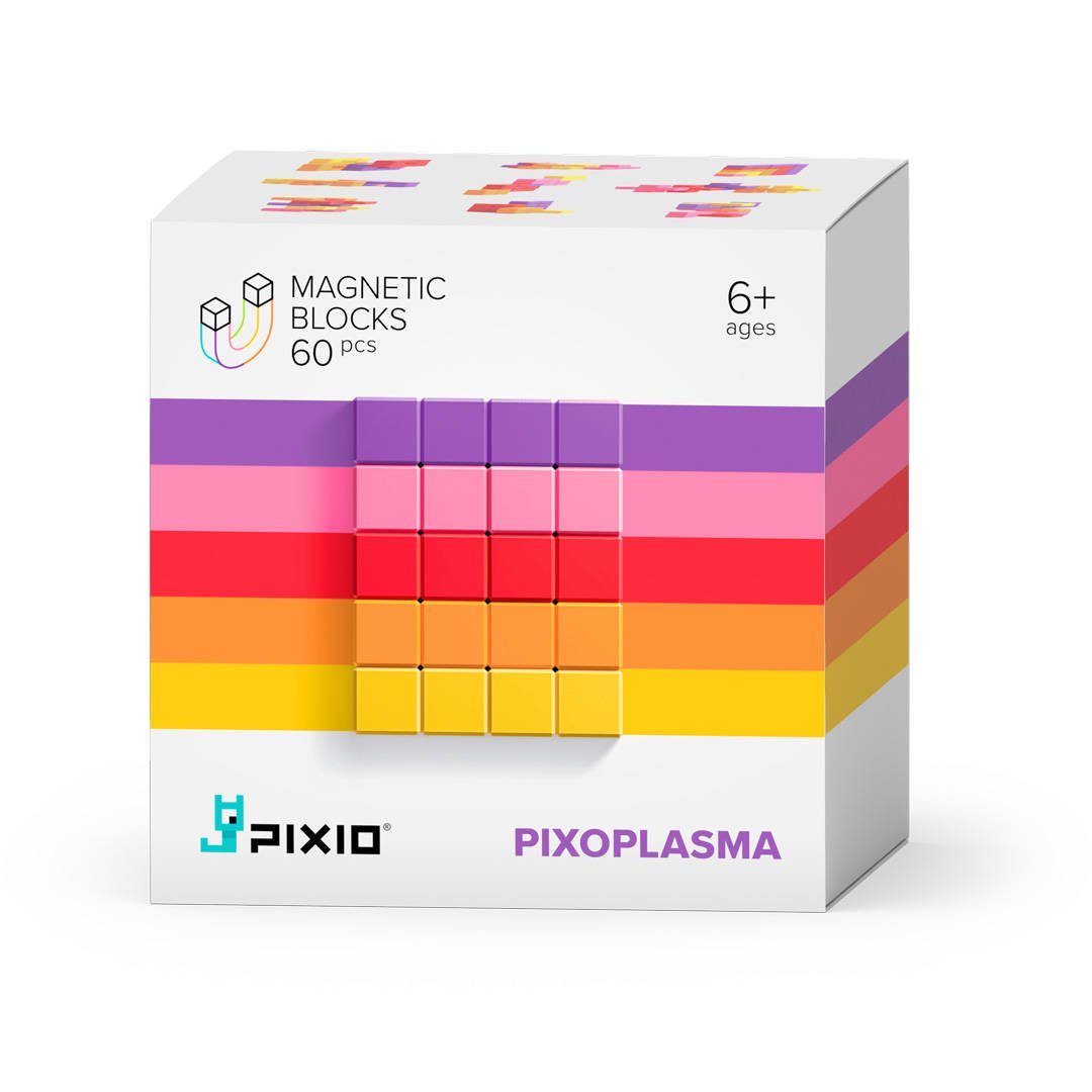 Set 60 piese magnetice de constructie Pixio, Pixoplasma, Plastic, 6 ...