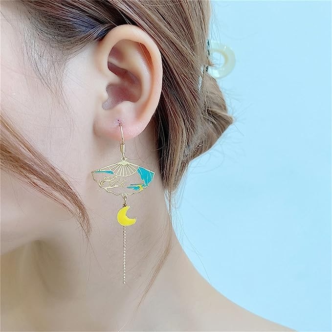 Cercei evantai asimetrici, Aliaj, Multicolor - eMAG.ro