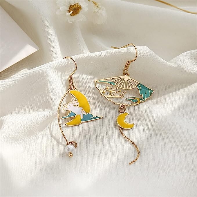 Cercei evantai asimetrici, Aliaj, Multicolor - eMAG.ro