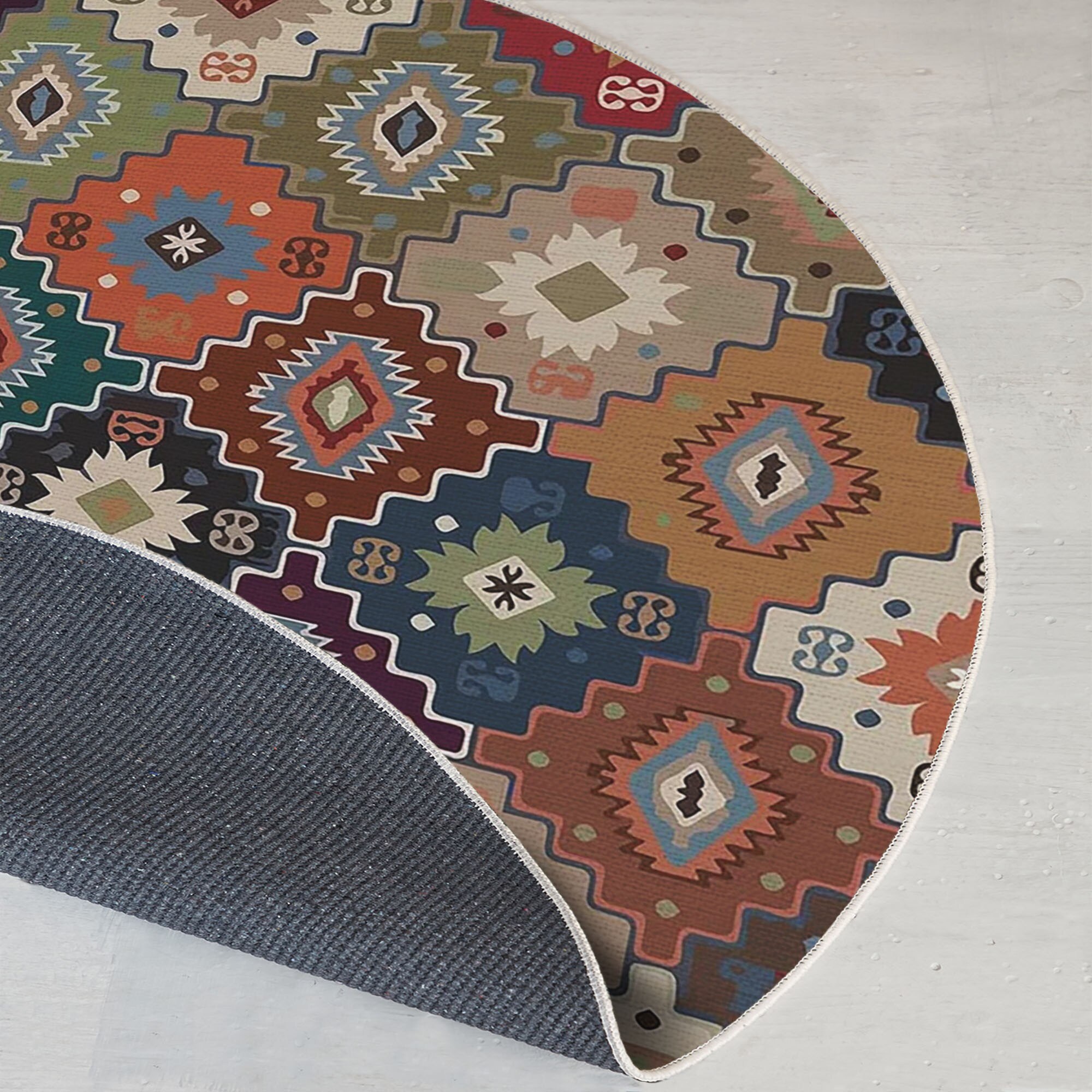 Килим Asi Home Rug 472, 180 x 180 см, памук, полиестер, многоцветен ...