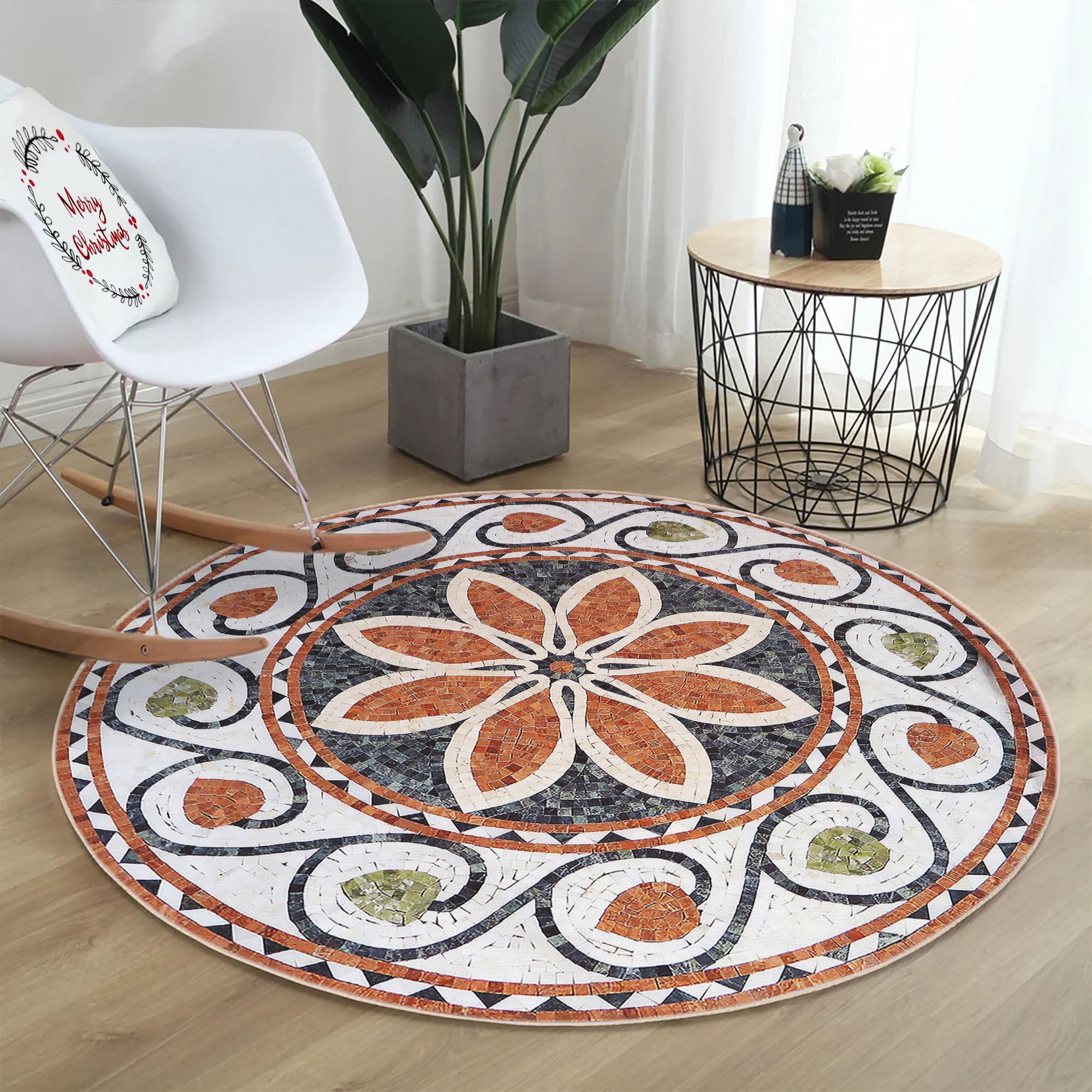 Covor Asi Home Rug 486, 110 x 110cm, Bumbac, Poliester, Portocaliu ...
