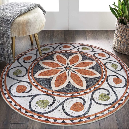 Covor Asi Home Rug 486, 110 x 110cm, Bumbac, Poliester, Portocaliu ...