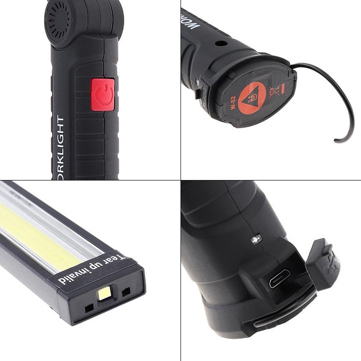 Lanterna de lucru portabila, Zola®, LED, reincarcabila USB, magnet ...