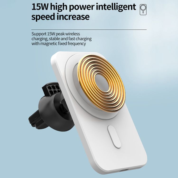 Incarcator auto wireless magnetic MagSafe, 15W Qi Fast Charging, Rotire ...