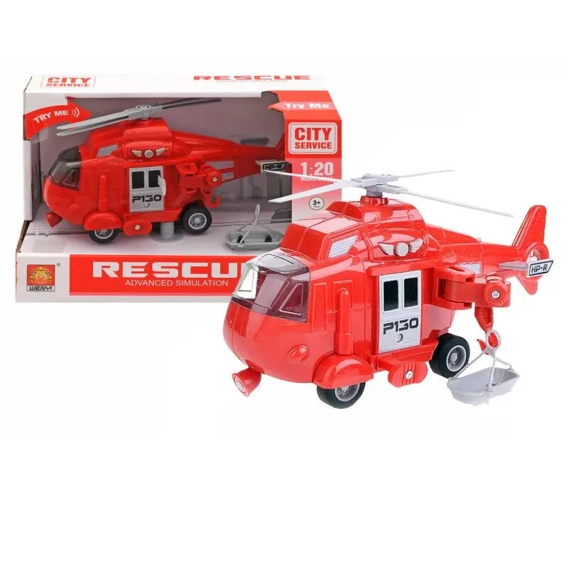 Elicopter pompieri cu sunete si lumini scara 1:20, rosu - eMAG.ro