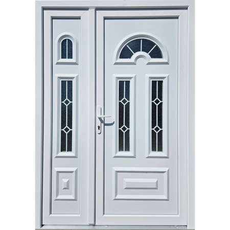 Usa dubla exterior Pvc, cu geam termopan, Karolina white 130x210 - Alb ...