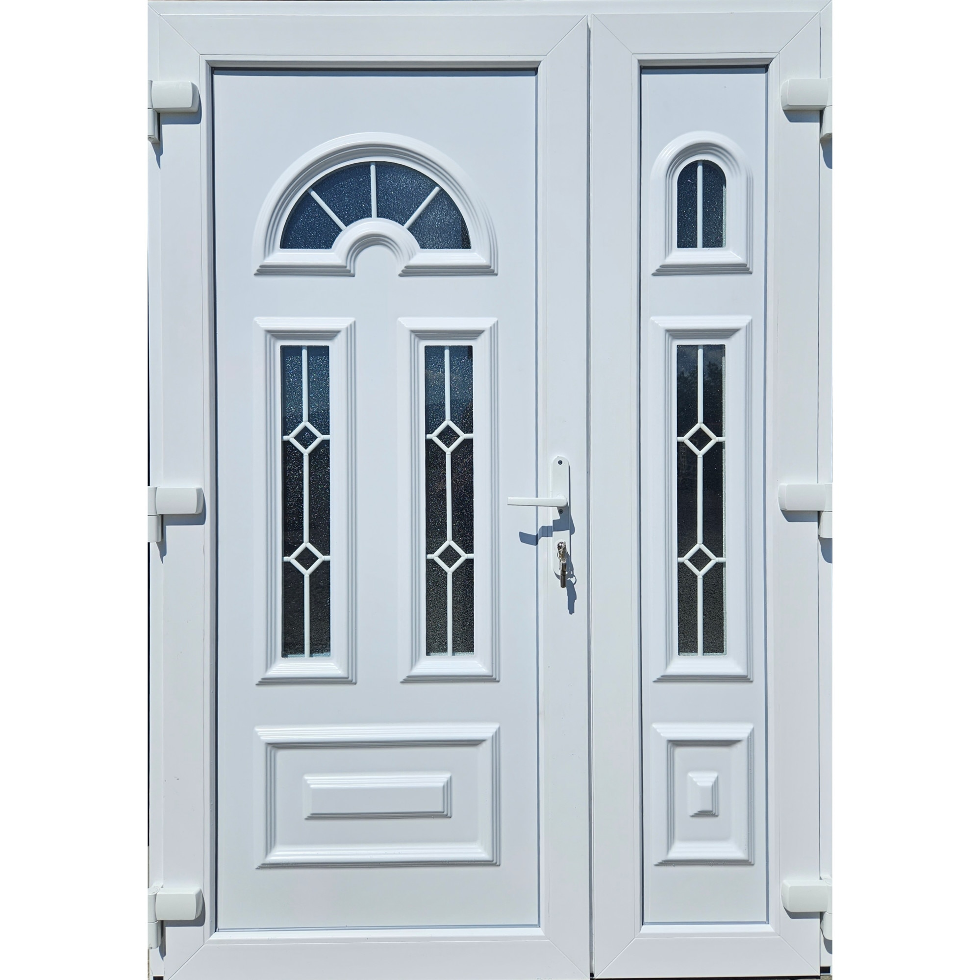 Usa dubla exterior Pvc, cu geam termopan, Karolina white 130x210 - Alb ...
