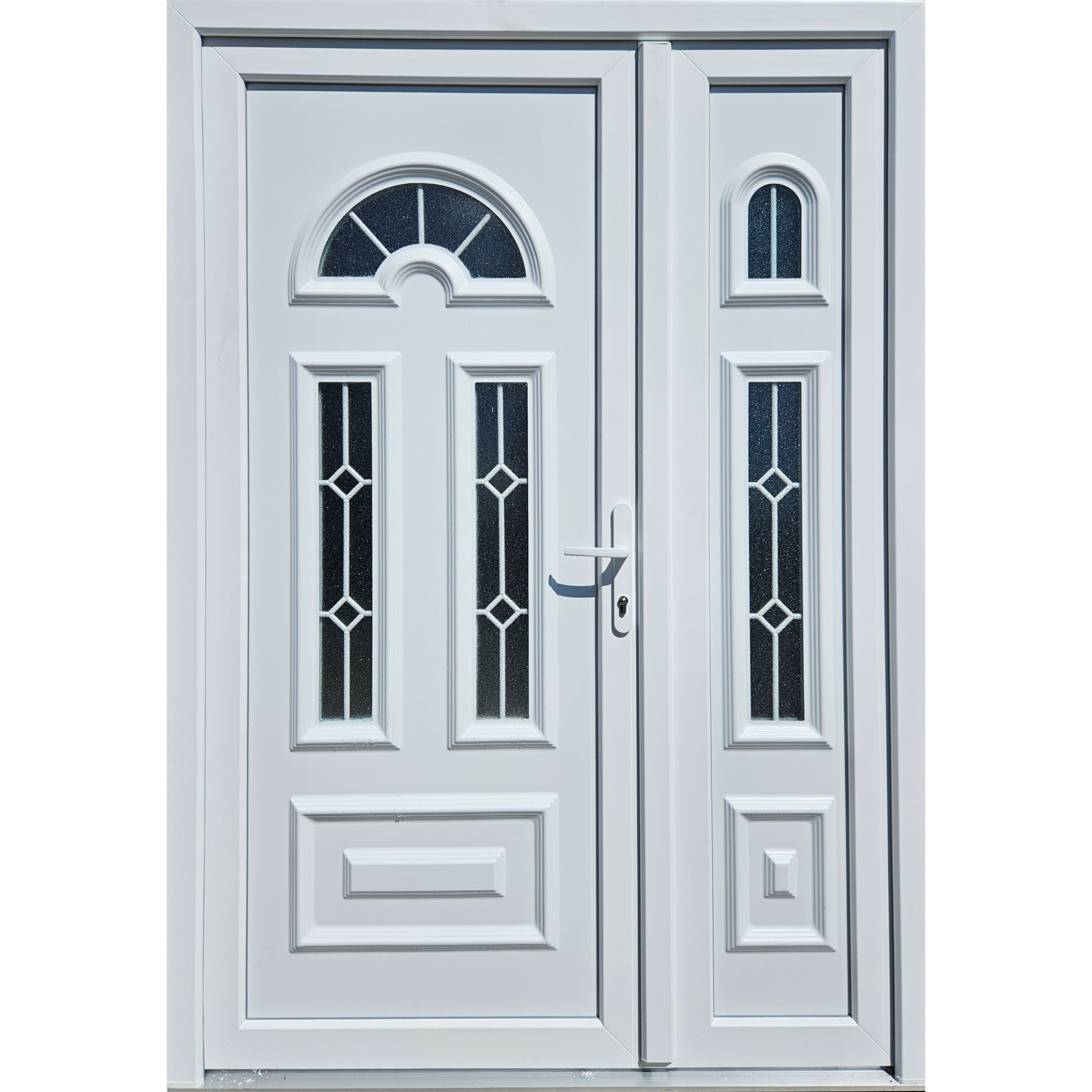 Usa dubla exterior Pvc, cu geam termopan, Karolina white 150x190 - Alb ...