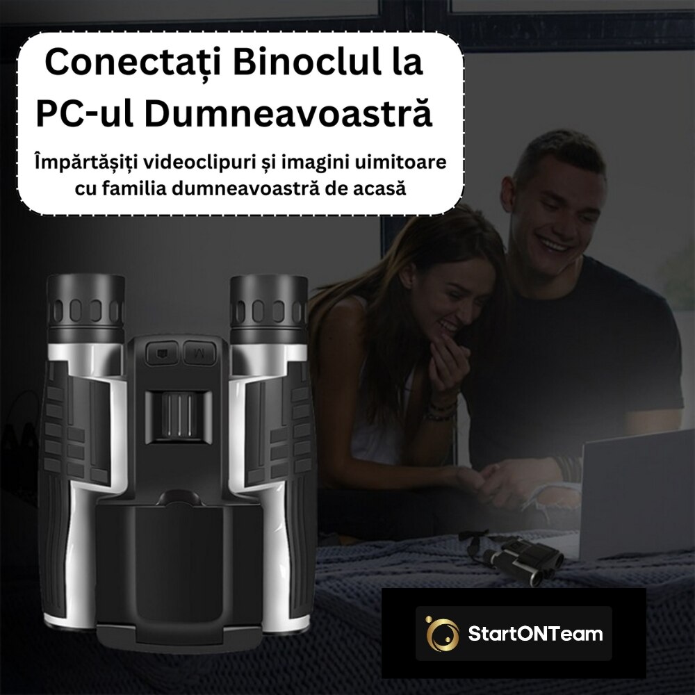 Binoclu Digital Profesional de Vanatoare StartONTeam, Zoom 12X, Ecran LCD 2.4", Camera Foto ...