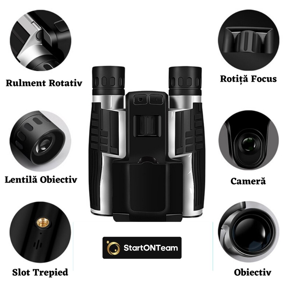 Binoclu Digital Profesional de Vanatoare StartONTeam, Zoom 12X, Ecran LCD 2.4", Camera Foto ...