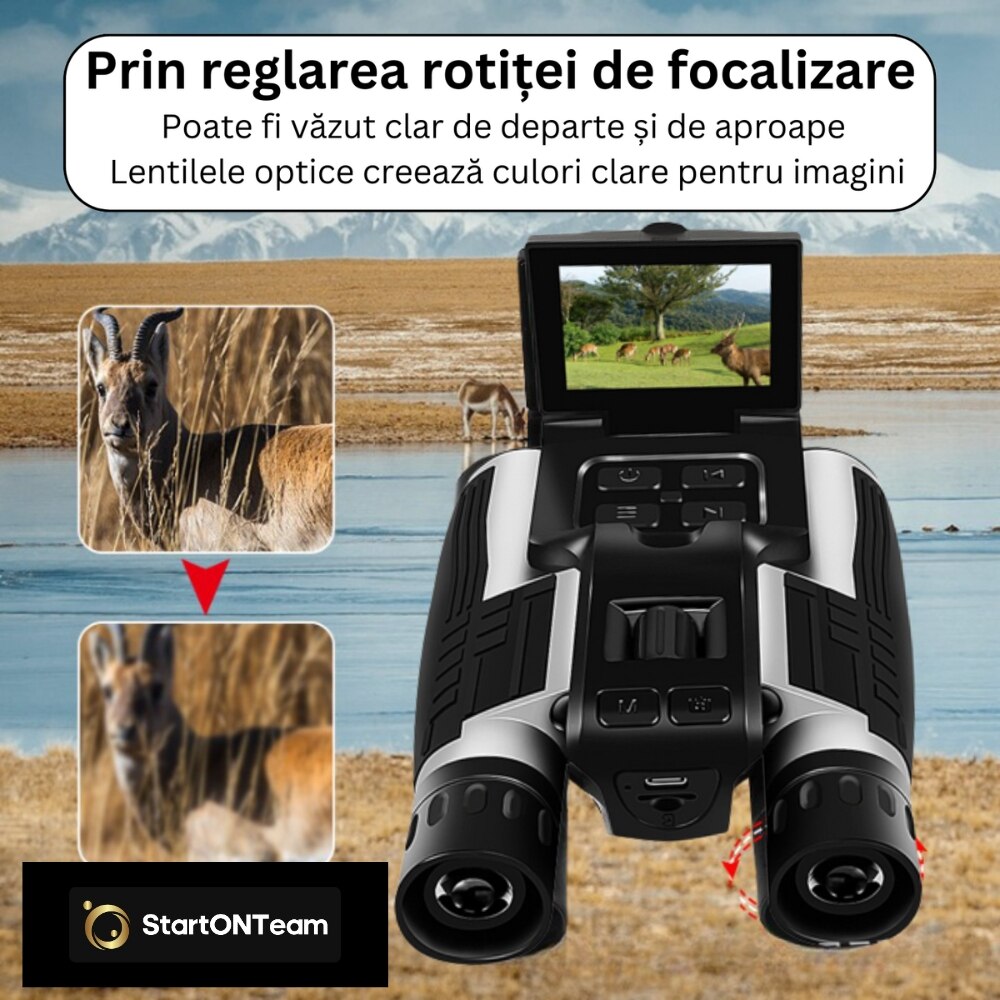 Binoclu Digital Profesional de Vanatoare StartONTeam, Zoom 12X, Ecran LCD 2.4", Camera Foto ...