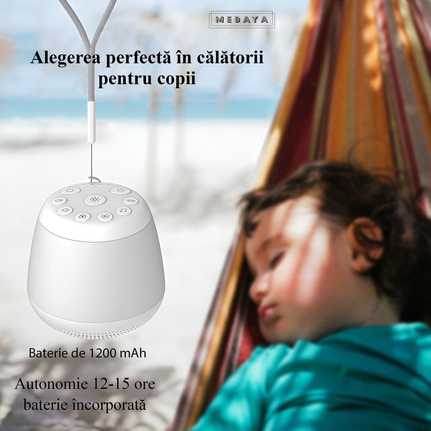 Dispozitiv sunete albe MEDAYA, portabil, 21 sunete HD de relaxare ...