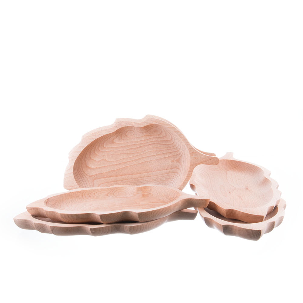 Set 6 platouri din lemn pentru servit model frunza - eMAG.ro