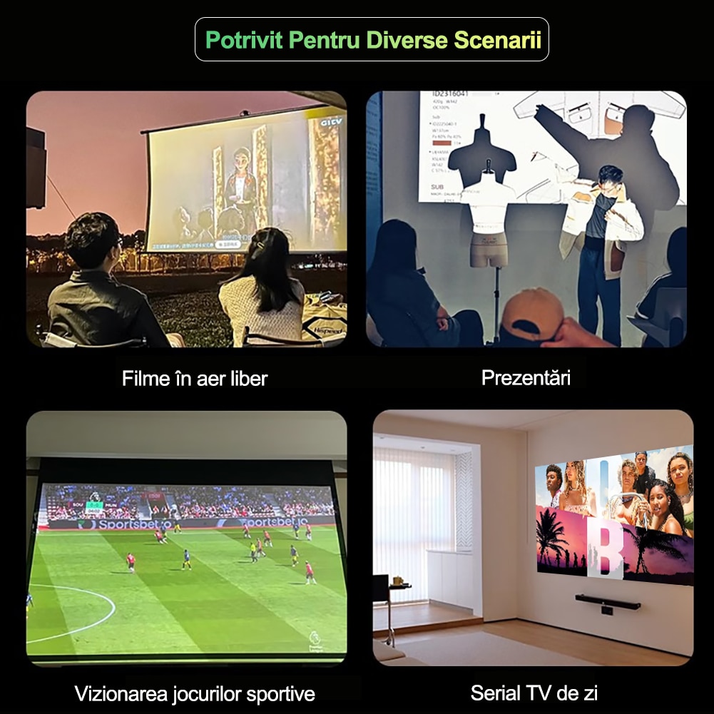 Videoproiector TROISC ETA, 1080p FULL HD suport 4K, Focalizare automata ...