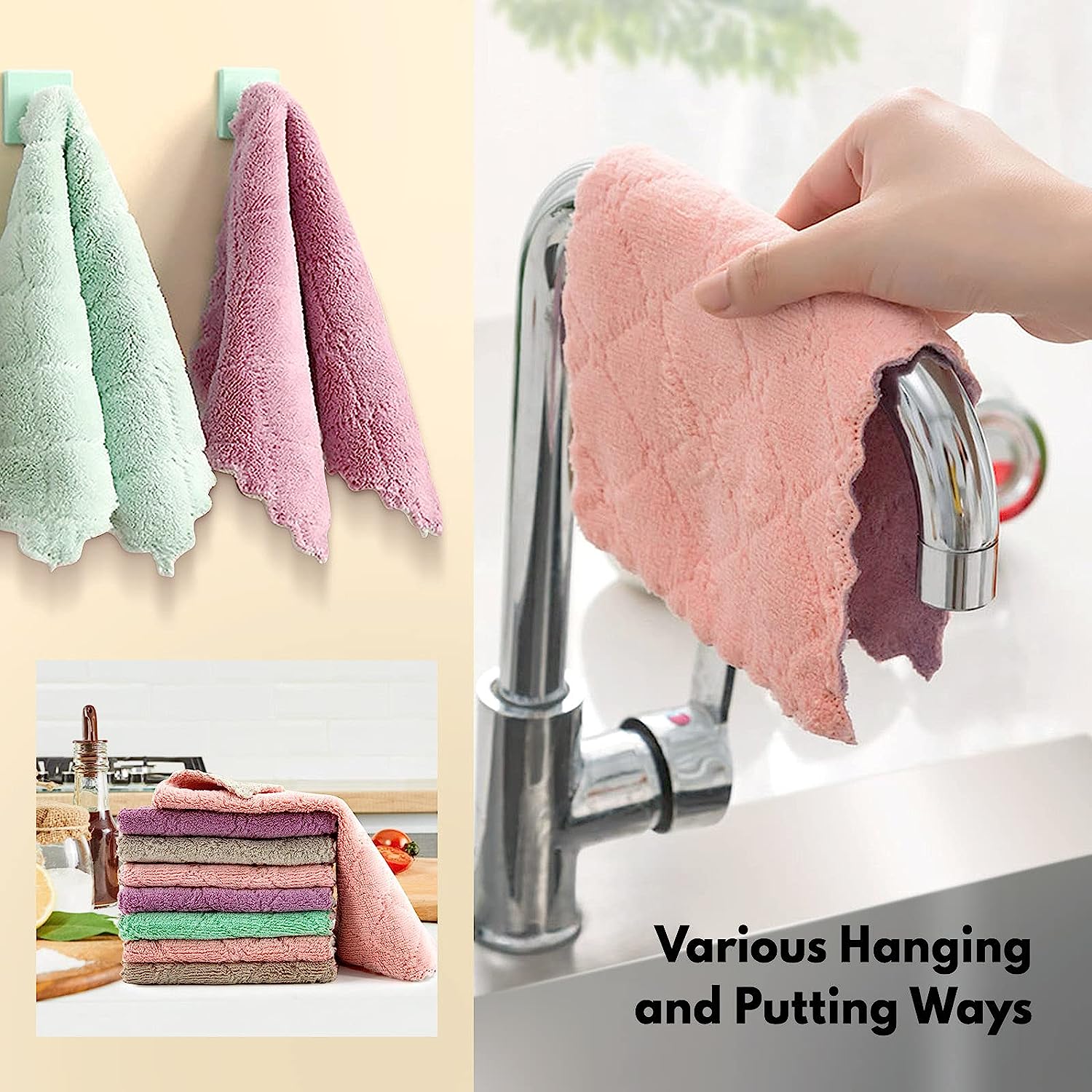 Set 4 Lavete din Microfibra, pentru Vase si Sters Praful pe Mobila ...