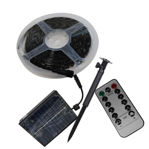Banda LED solar, Exterior + interior + telecomanda, 5 m, RGB - eMAG.ro