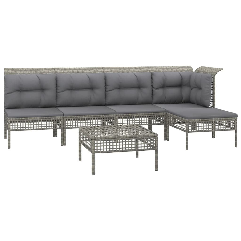 Set mobilier de gradina cu perne vidaXL, 6 piese, gri, poliratan, 28.2 ...
