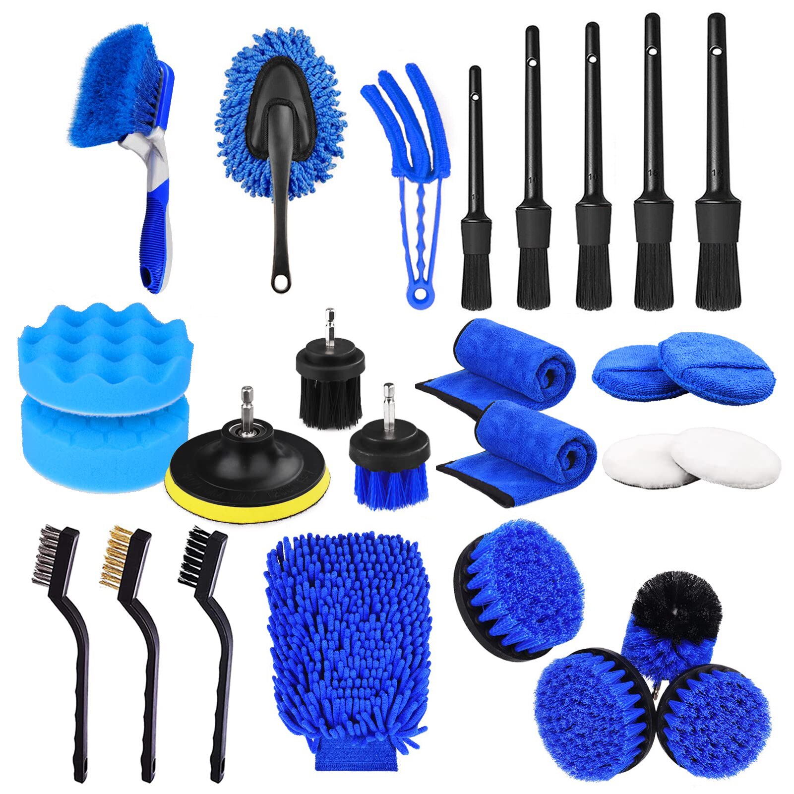 Set 26 accesorii detaliere masina, Overtang, Albastru/Negru - eMAG.ro