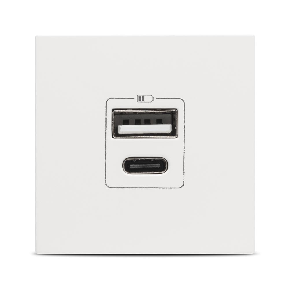 Priza Dubla USB Elbi Moda Voice Modular A+C 5V 2.4A 2 Module Alb Mat ...