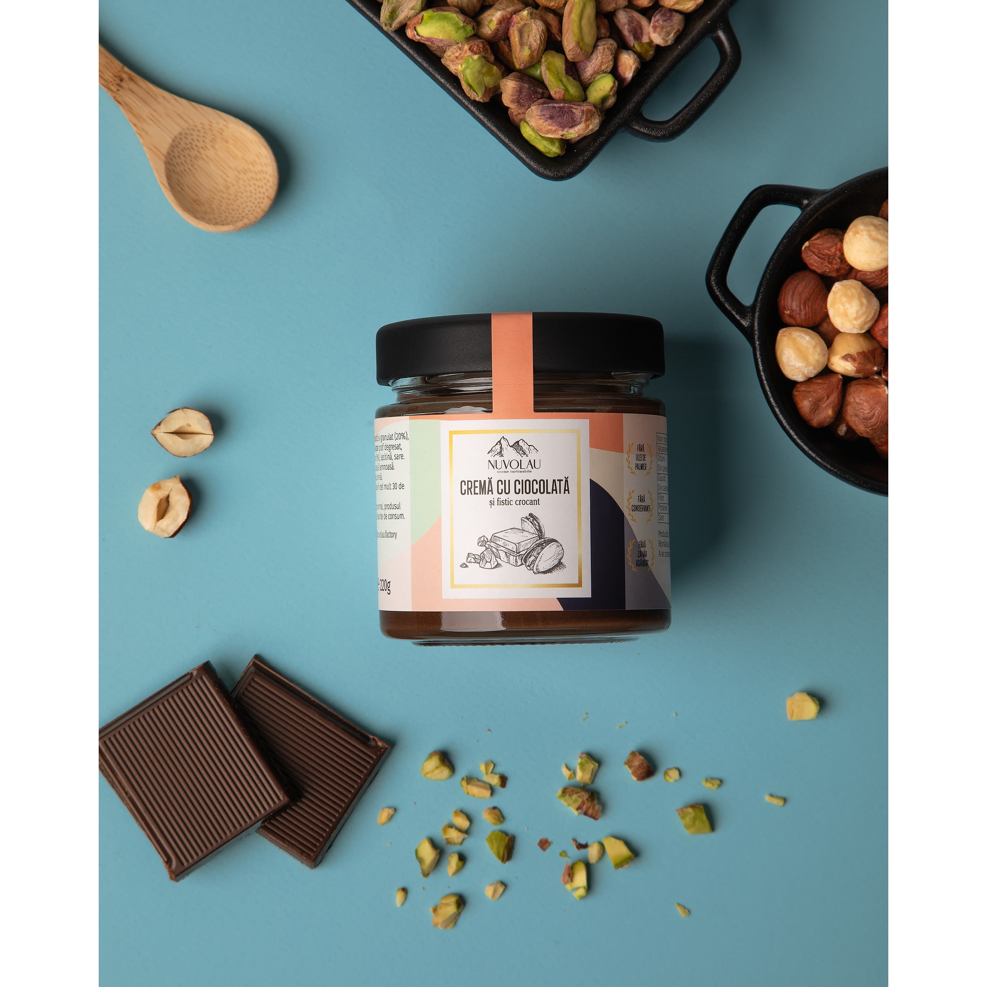 Crema cu ciocolata si fistic crocant, Nuvolau, 220g - eMAG.ro