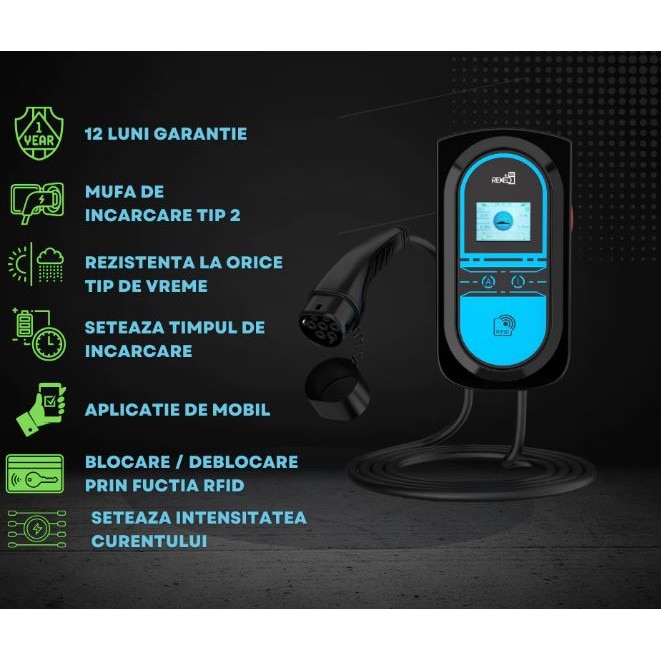 Statie de incarcare 11KW Rexed pentru masini electrice, mufa incarcare ...