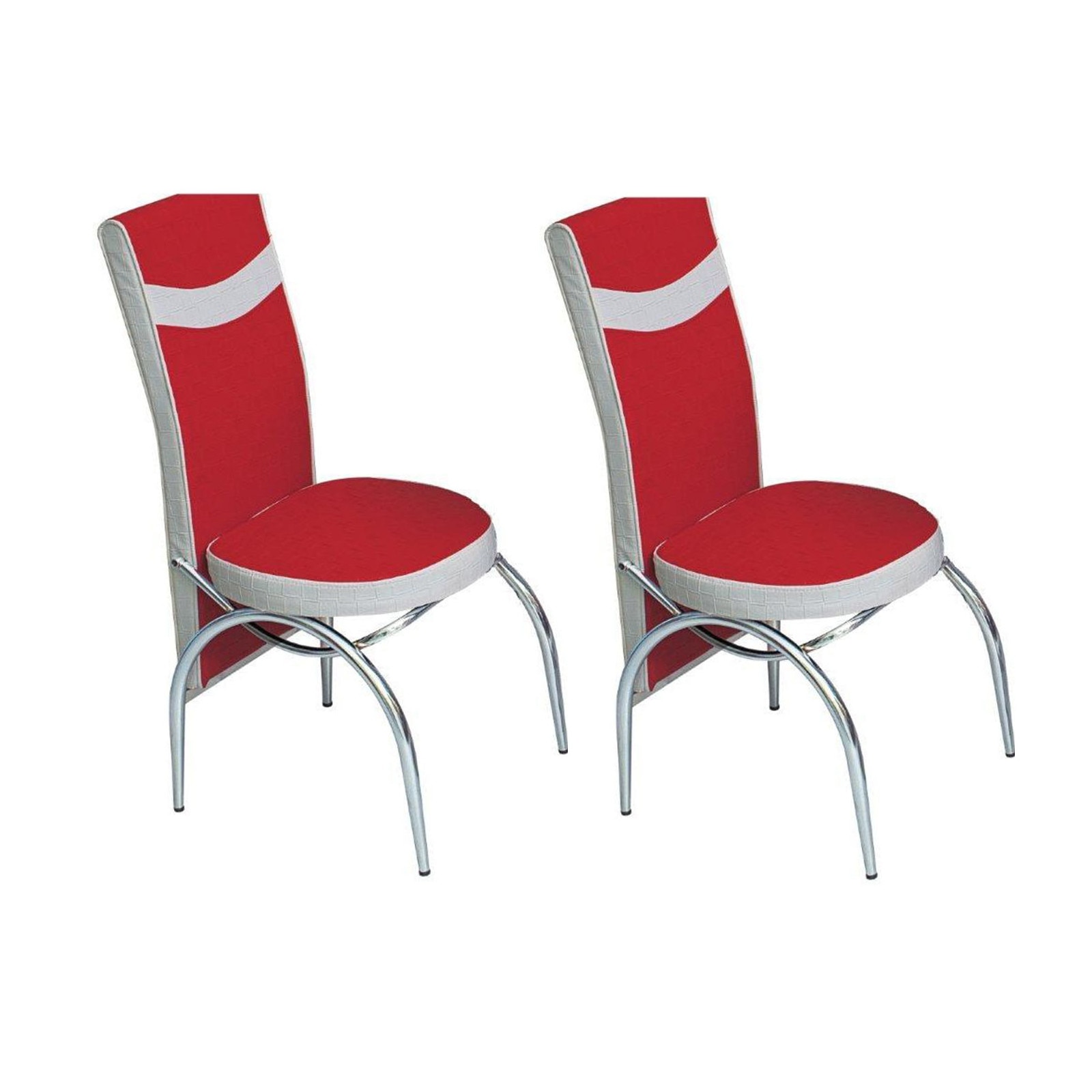 Set 6 scaune Arta New, tapiterie piele ecologica, picioare metal cromat ...