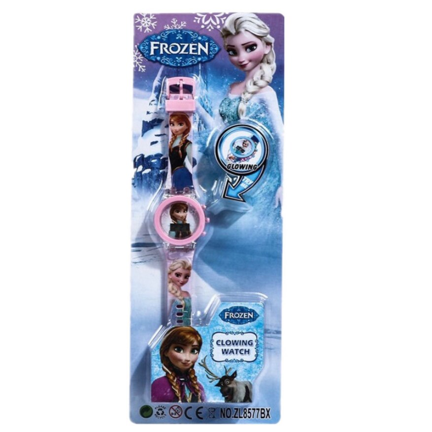 Ceas pentru copii Frozen Elsa & Anna cu luminite, roz - eMAG.ro